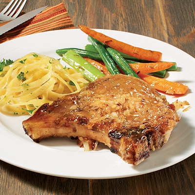 Côtelettes de porc et légumes au miel et à la moutarde - marchestradition