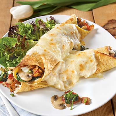 Mushroom, bacon, and spinach crepes - Les Marchés Traditions